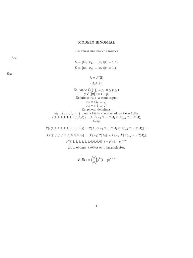 Modelo Binomial | PDF | Teoría de probabilidad | Probabilidad
