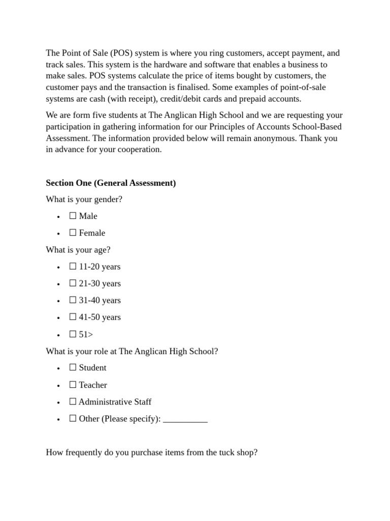 Principles of Accounts SBA Questionnaire | PDF | Point Of Sale | Payments