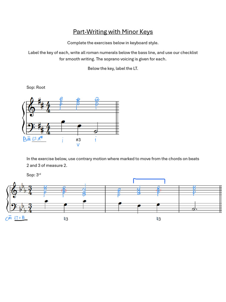 Beginning Part-Writing in Minor Keys | PDF
