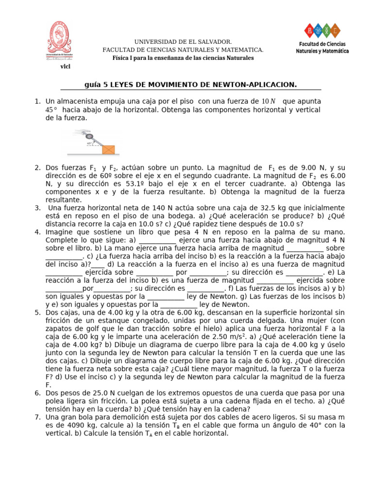 Guía de Leyes de Movimiento de Newton | PDF | Fuerza | Fricción