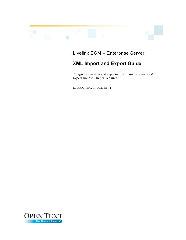Livelink ECM - Enterprise Server XML Import and Export Guide | PDF ...