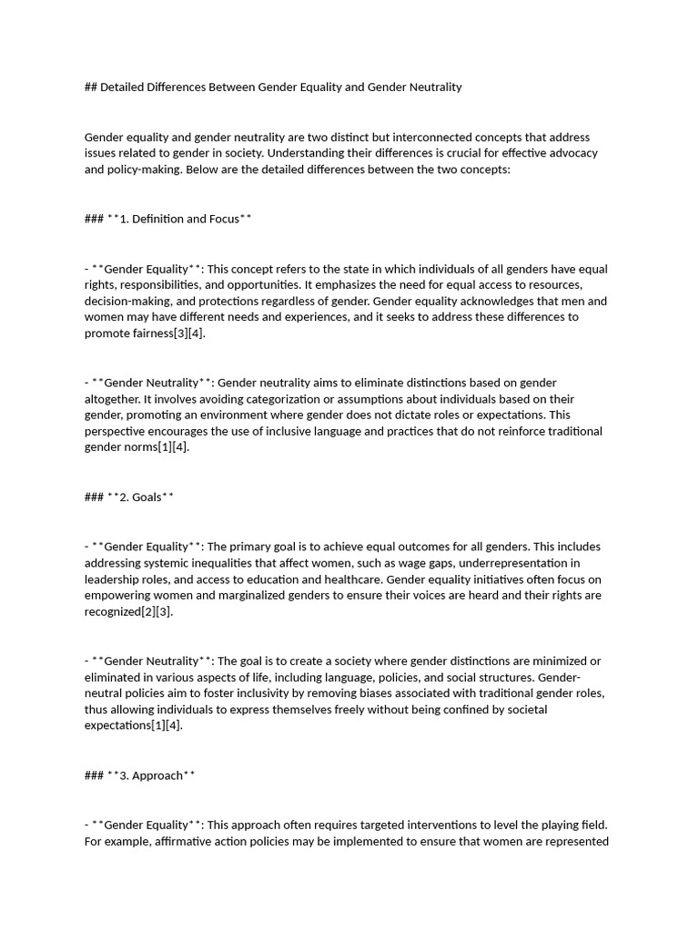 Gender Equality vs. Gender Neutrality | PDF | Gender | Gender Studies