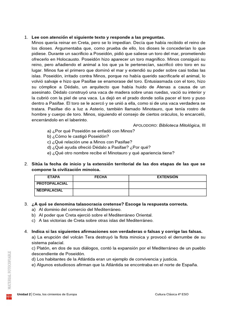 La civilización minoica | PDF | Minotauro | Creta