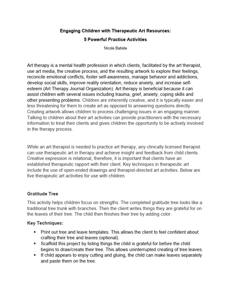 Therapeutic Art Activities for Kids | PDF | Art Therapy | Psychotherapy