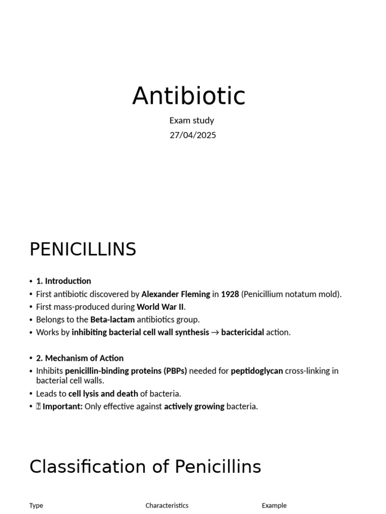 Antibiotic Pharmacology | PDF | Penicillin | Beta Lactamase