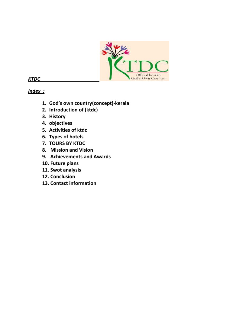 FINAL Hardcopy of KTDC | PDF | Tourism And Leisure | Tourism