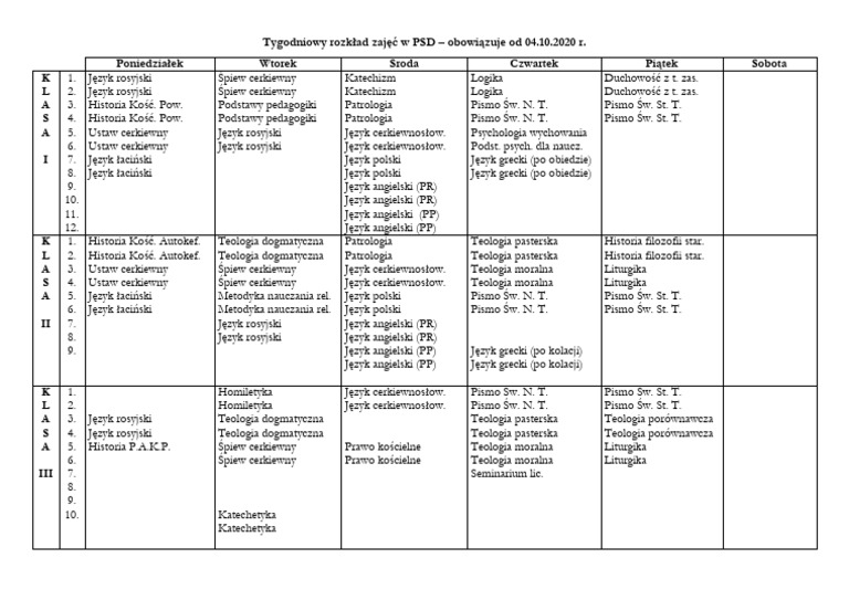 Plan Zajec 2020 2021 | PDF
