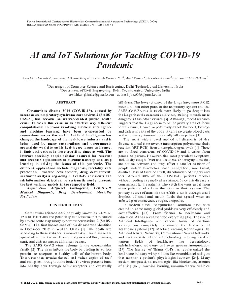 AI and IoT Solutions For Tackling COVID-19 Pandemic | PDF | Artificial ...
