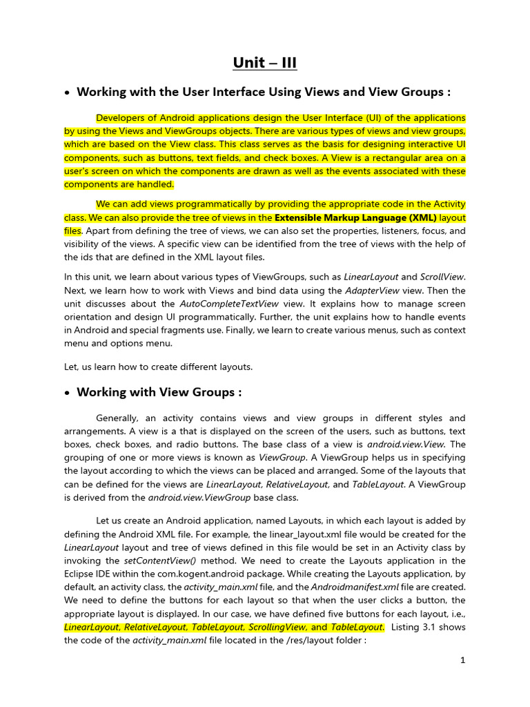 Unit 3 - 1 | PDF | Class (Computer Programming) | Page Layout