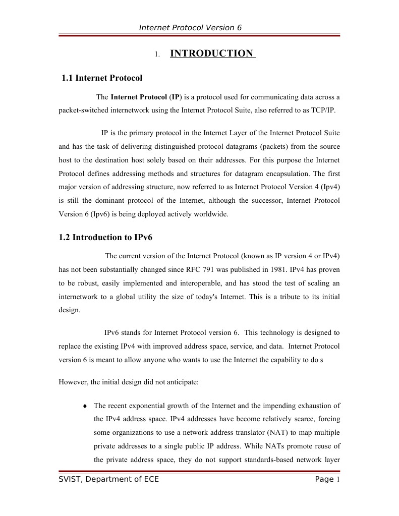 IPv6 Full Seminar Report | PDF | I Pv6 | Internet Protocol Suite