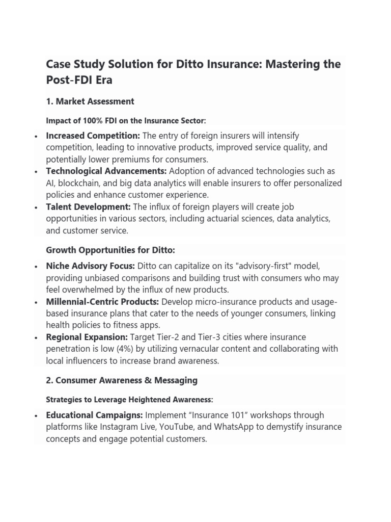 Case Study Solution for Ditto Insurance | PDF | Insurance | Customer Experience