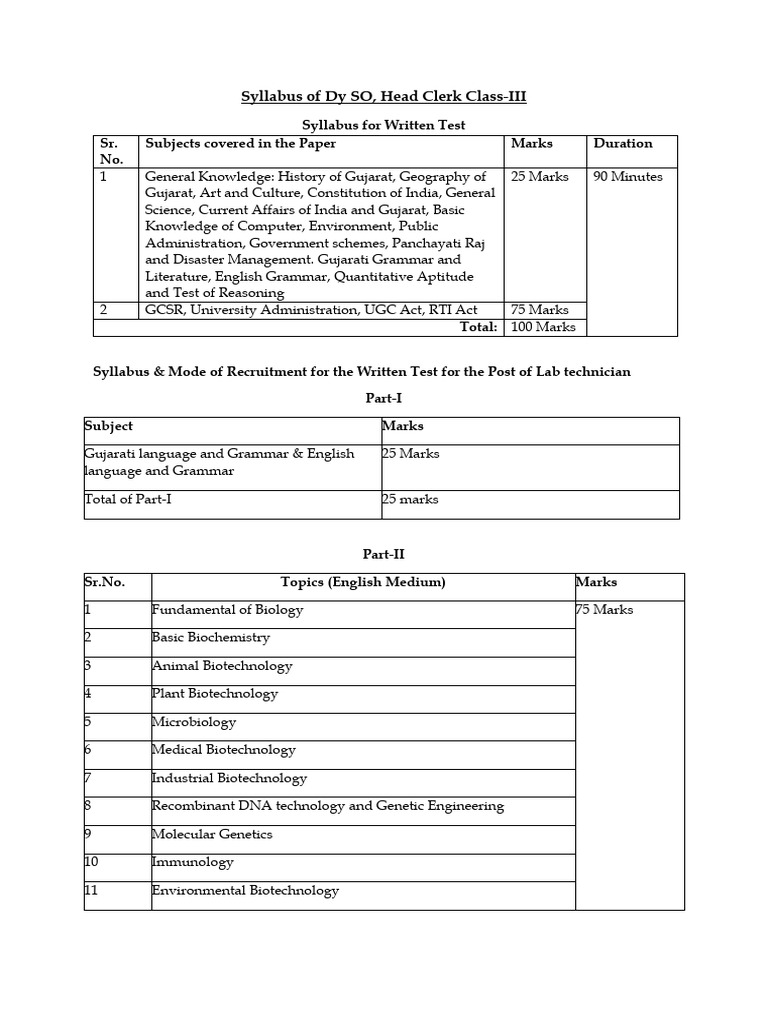 Lab Technician Exam Syllabus Overview | PDF | Biotechnology | Health ...