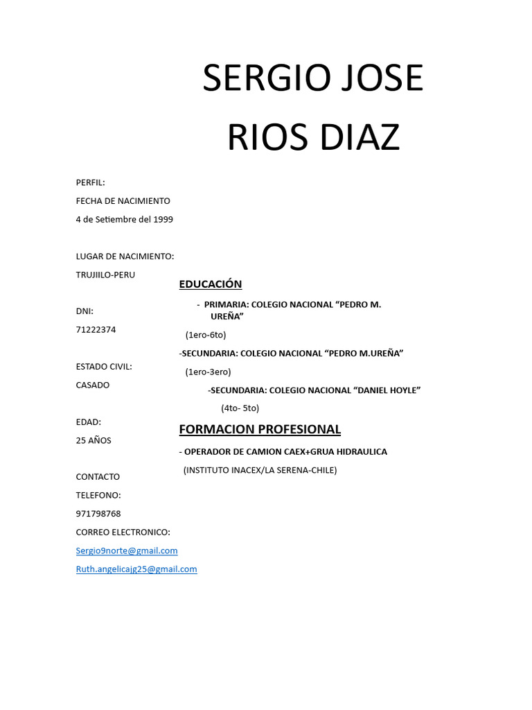 CV Sergio Ríos 2025 | PDF