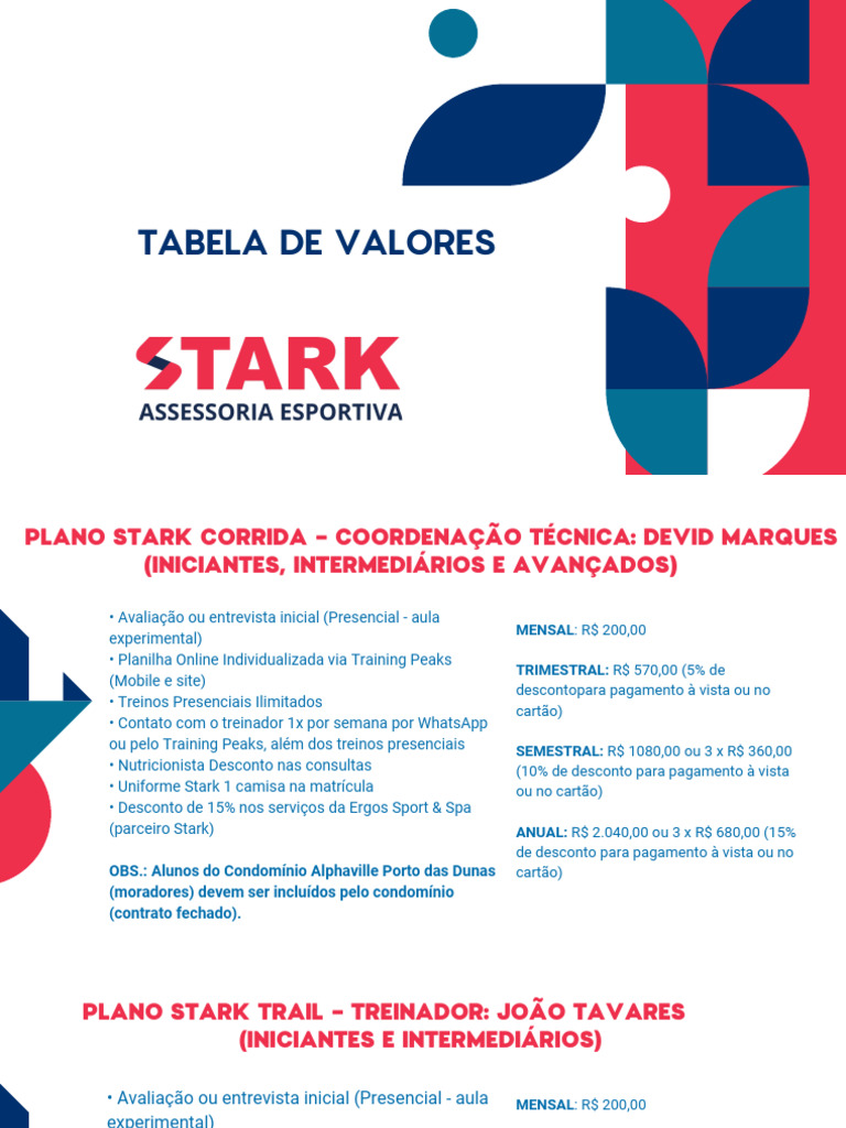 Stark - Tabela de Planos e Valores | PDF