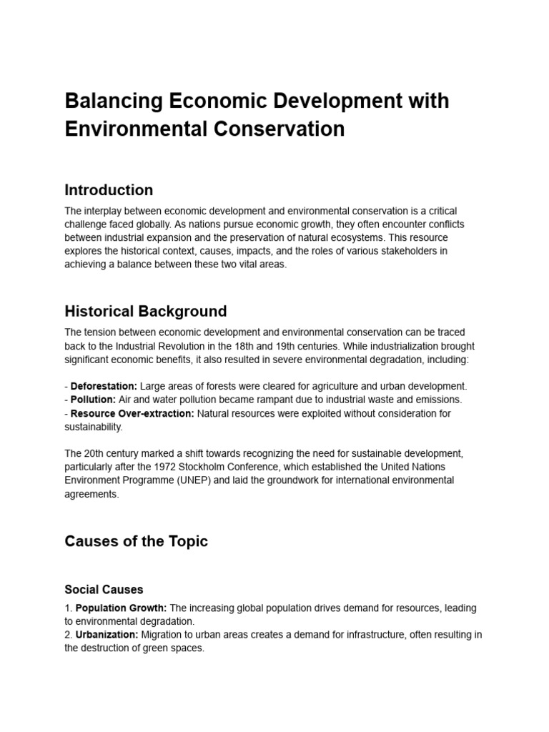 Economic Growth vs. Environmental Conservation | PDF | Kyoto Protocol ...