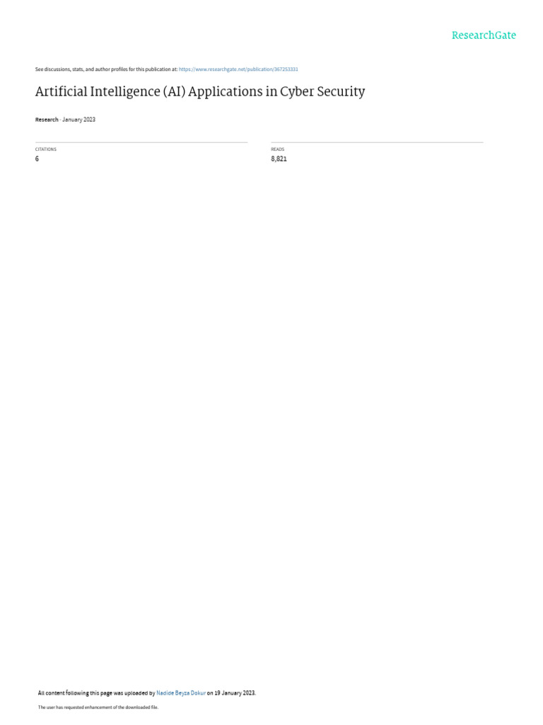 Aiapplicationsin Cyber Security Pdf Computer Security Security