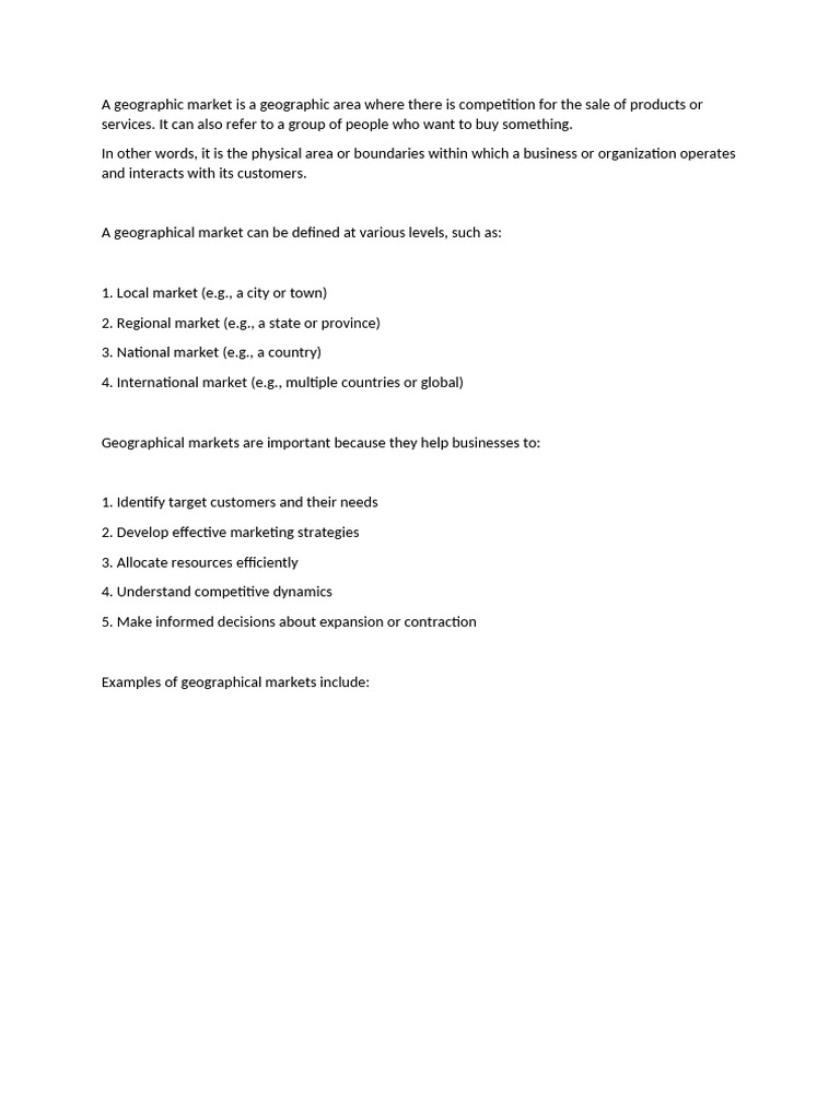 Geographical Market | PDF