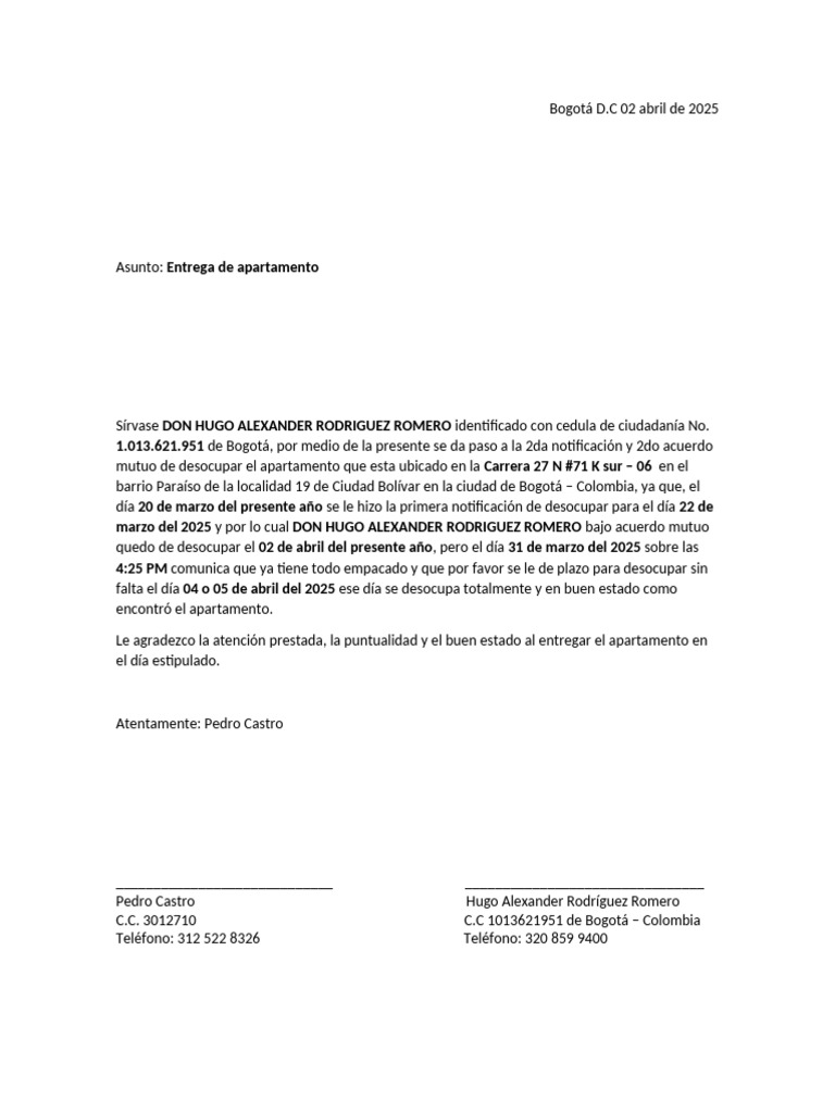 Carta Apartamento | PDF