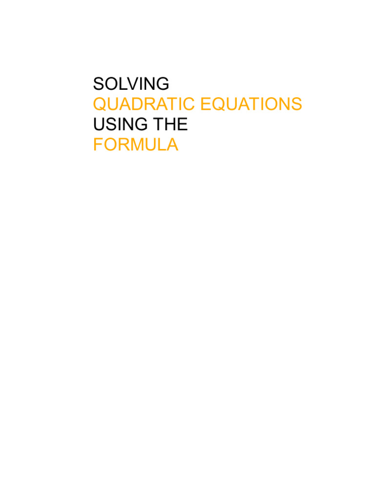 Solving Quadratic Equations | PDF