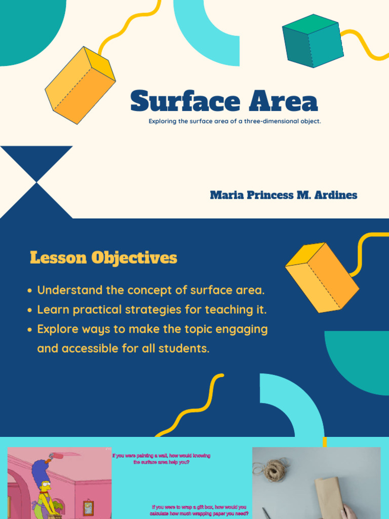 Surface Area and Volume Education Presentation in Cream Blue Green Bold ...