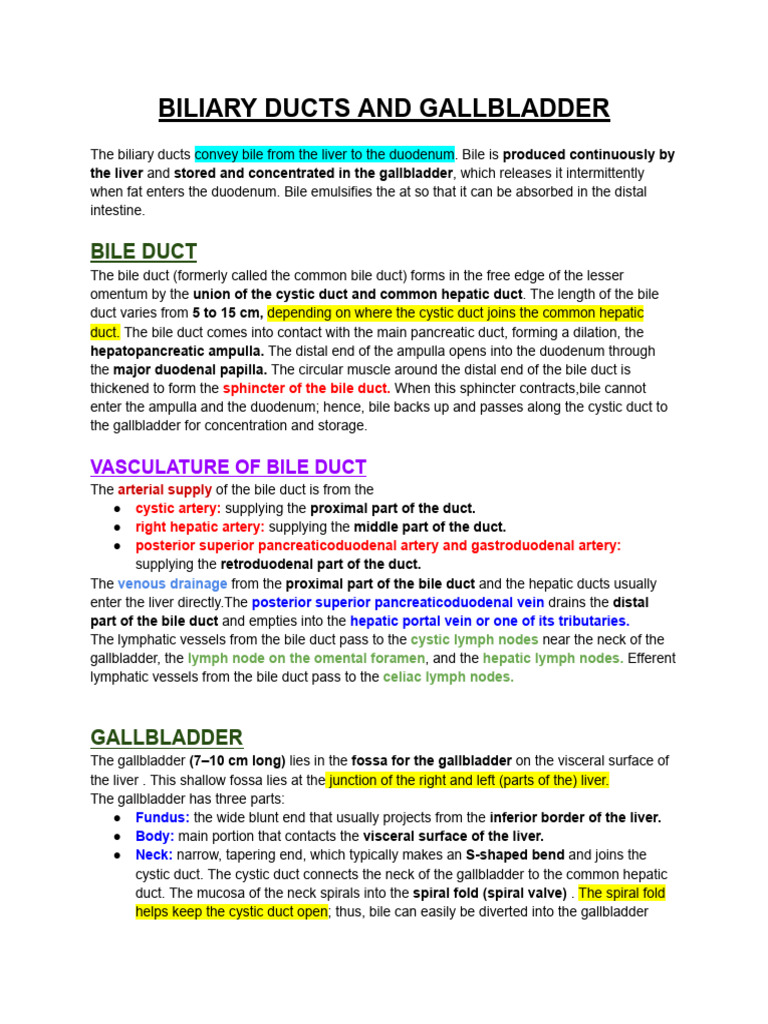 Anatomy of the Biliary Ducts and Gallbladder | PDF | Gallbladder | Liver