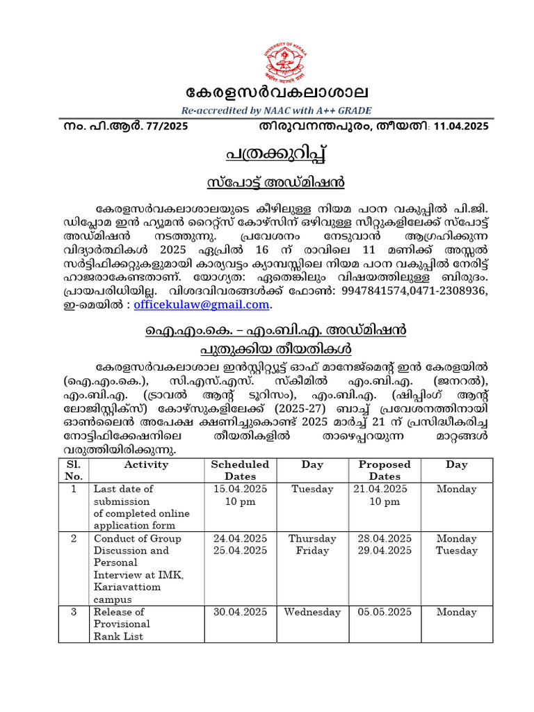 Sl. No. Activity Scheduled Dates Day Proposed Dates Day | PDF