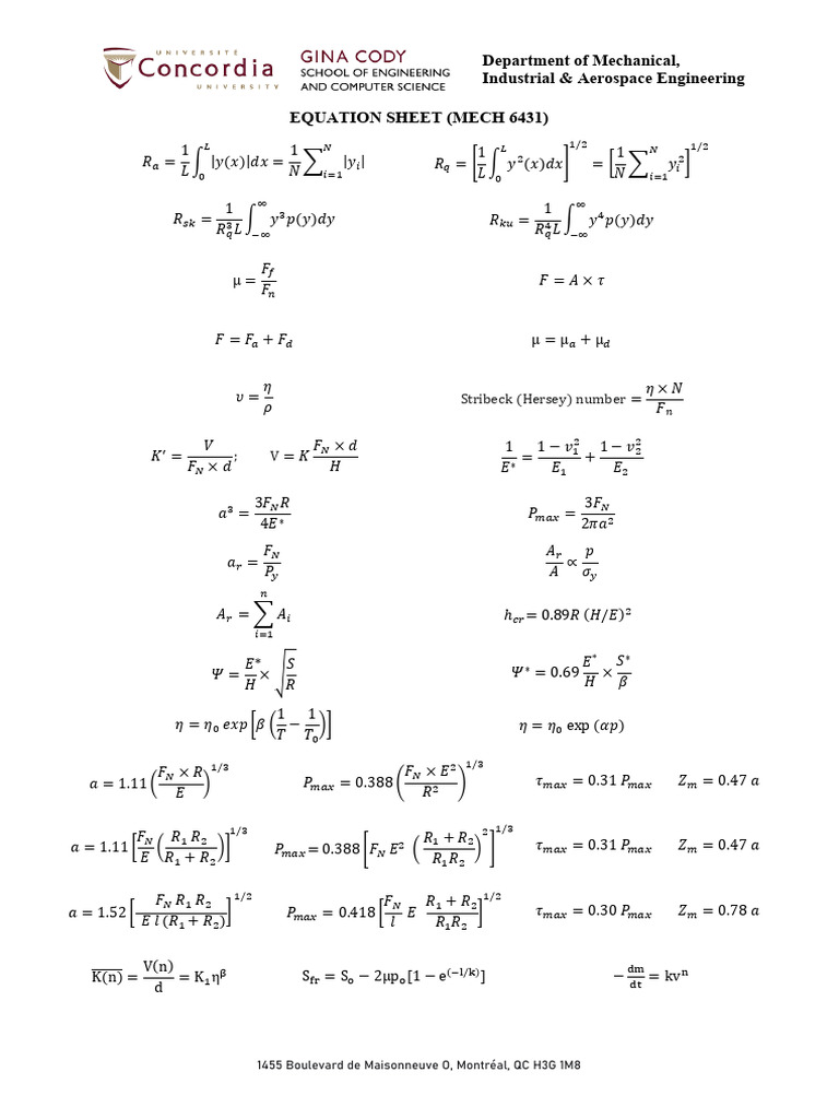 Equation Sheet_c3e263557918da1593e17b32c570ebe1 | PDF
