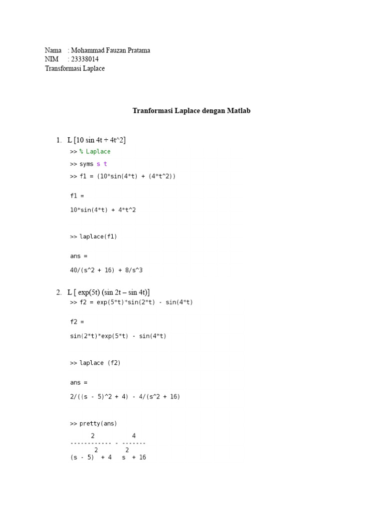T.Laplace - Moh - Fauzan Pratama - 23338014 | PDF