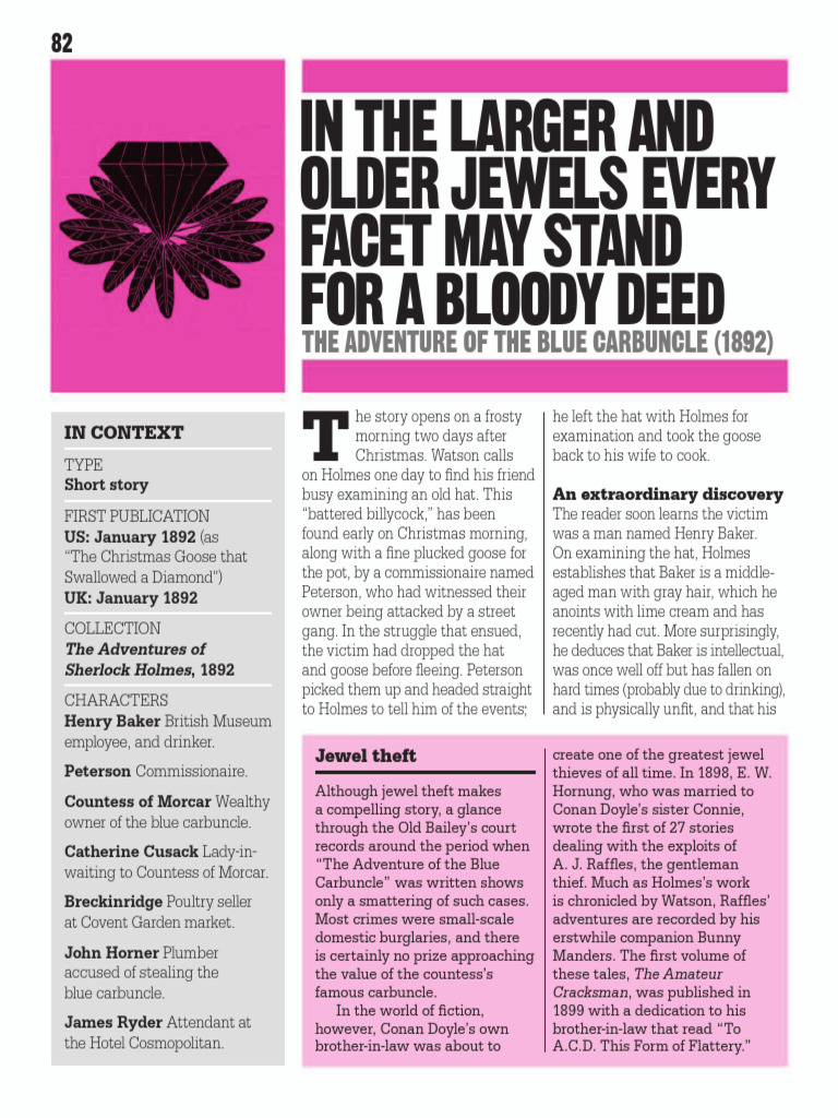 Blue Carbuncle summary and themes | PDF | Sherlock Holmes | Arthur ...