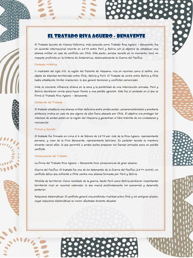 El Tratado Riva Aguero - Benavente | PDF | Bolivia | Relaciones ...