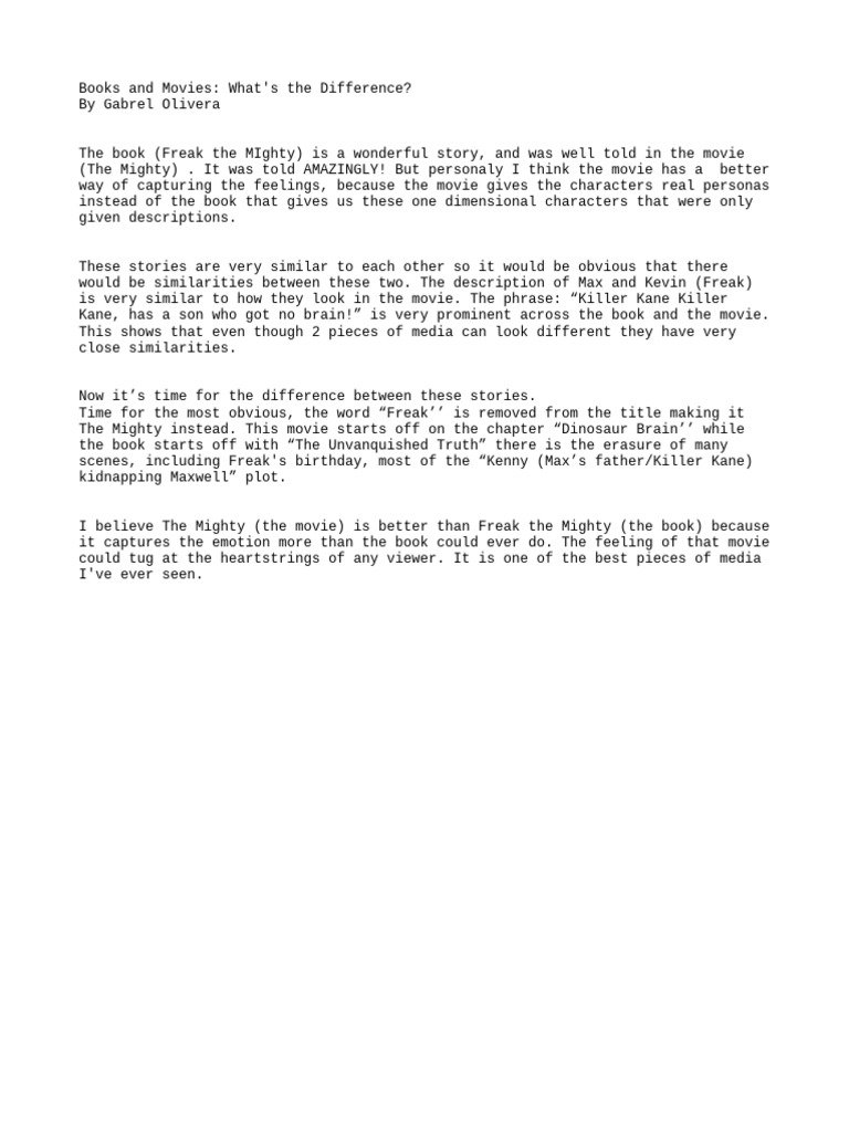 The MIghty VS Freak The Mighty | PDF