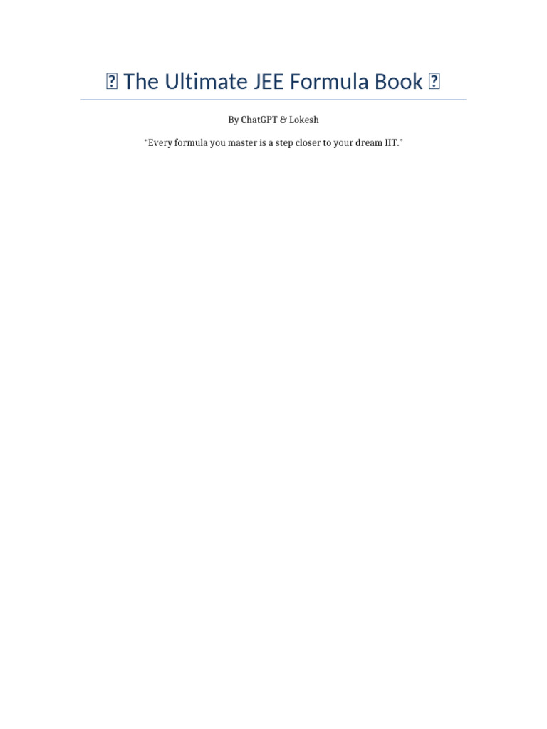 Ultimate JEE Formula Book Preview | PDF