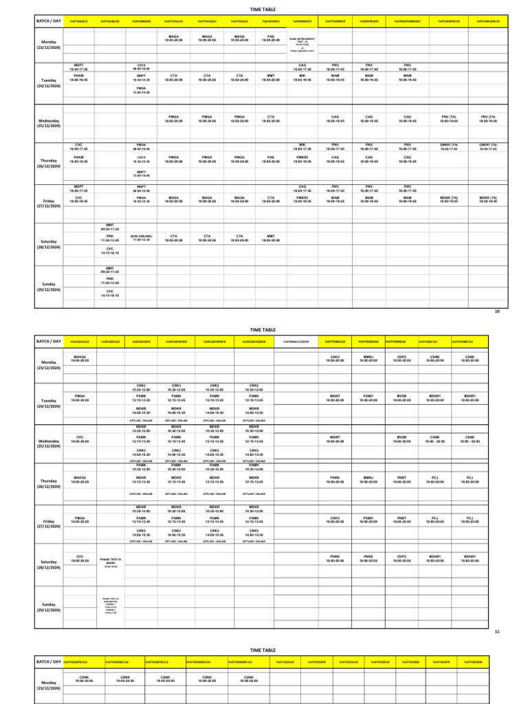 SR Seg Time Table | PDF