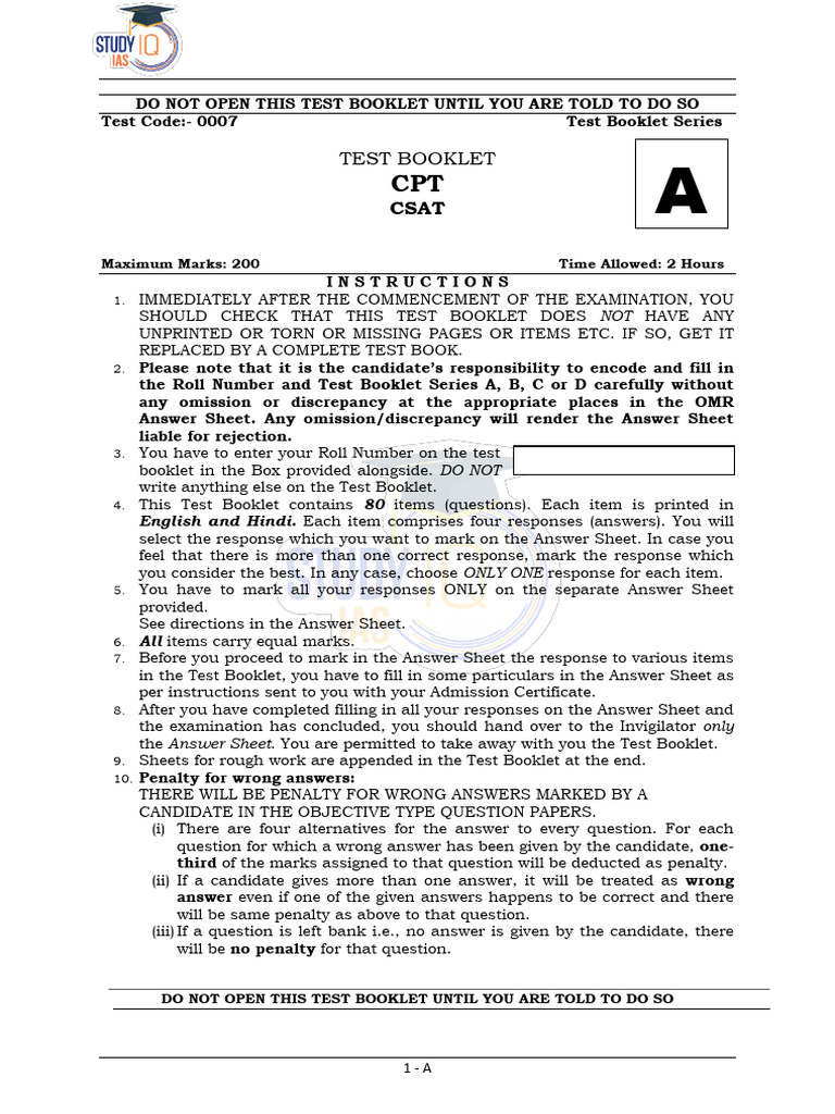 CPT - 7 CSAT Paper 2 Full - QP and AKS - 1716813602 | PDF ...