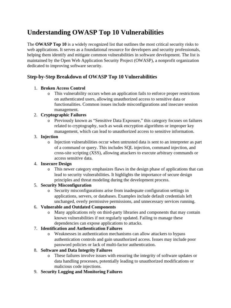 OWASP Top 10 Vulnerabilities | PDF | Security | Computer Security
