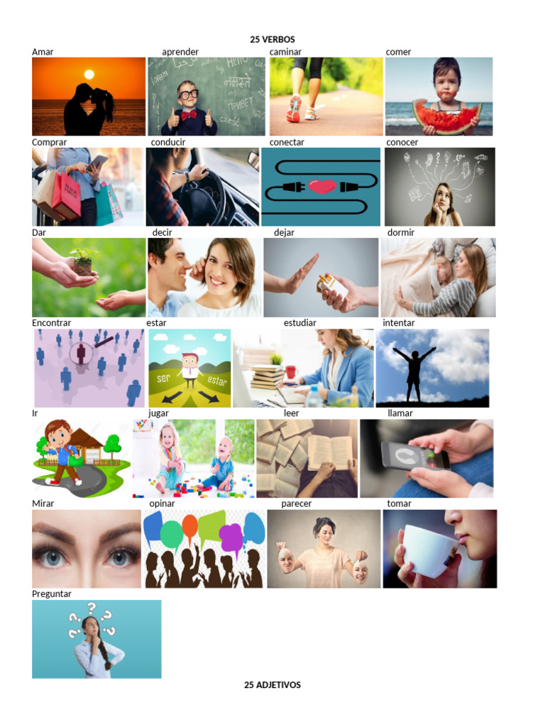 25 Verbos para Niños en Imágenes | PDF