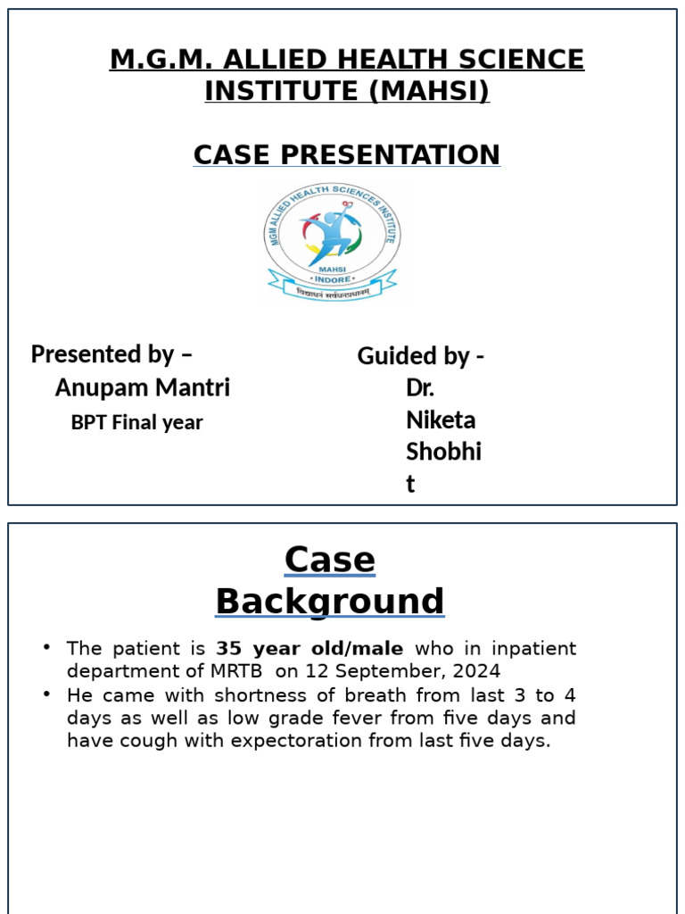 Pulmonary TB Case-1 | PDF | Tuberculosis | Medical Specialties