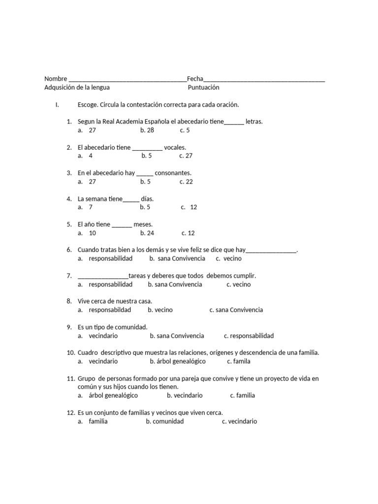 examen adq de la lengua #1 | PDF