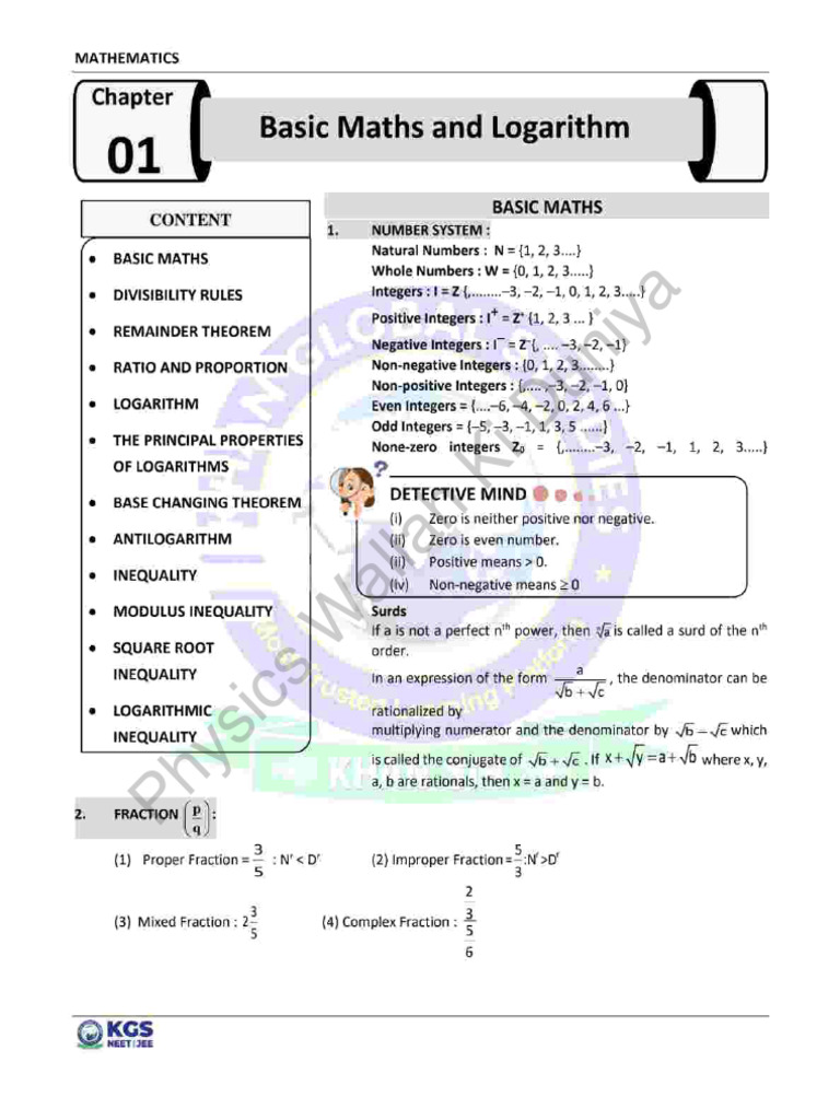 Khan Sir JEE Maths Module - Basic Maths | PDF