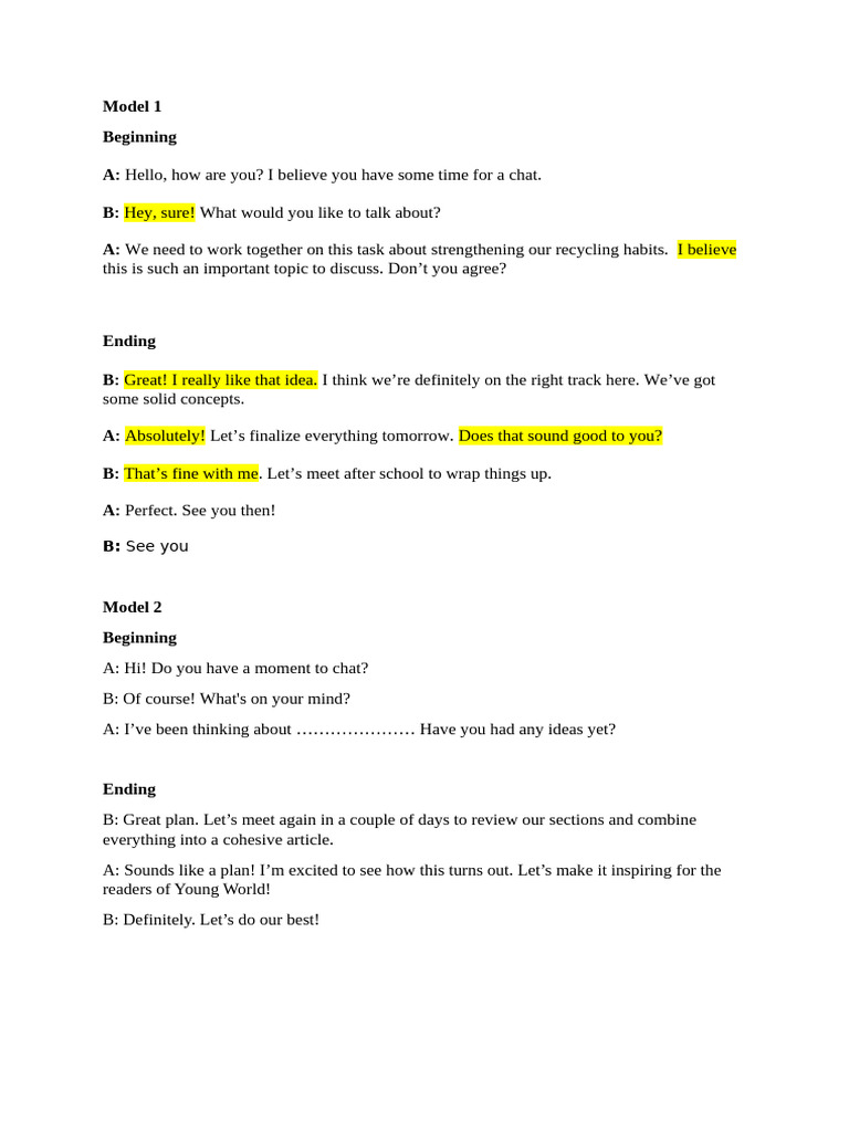 Linking Phrases Beginning and Ending For Dialogues 2025 | PDF ...