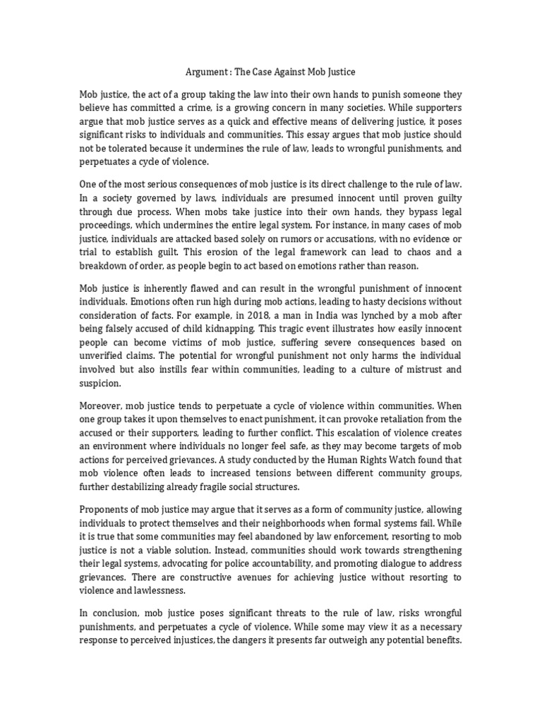 The Dangers of Mob Justice Explained | PDF | Justice | Crime & Violence