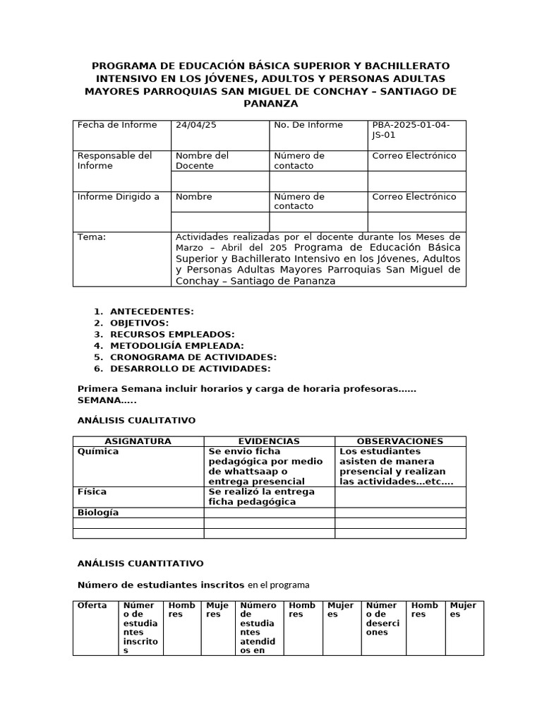 Formato de Informes | PDF