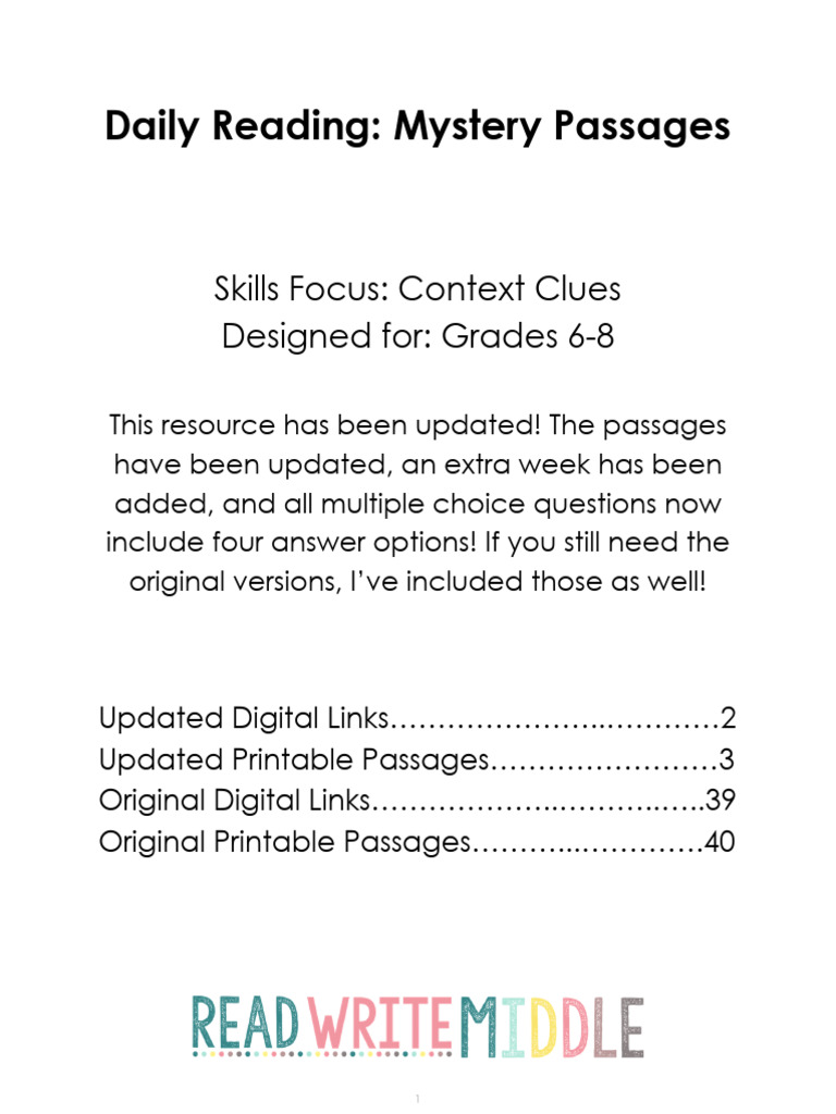 Mystery Passages: Context Clue Skills | PDF | Aircraft Hijackings ...