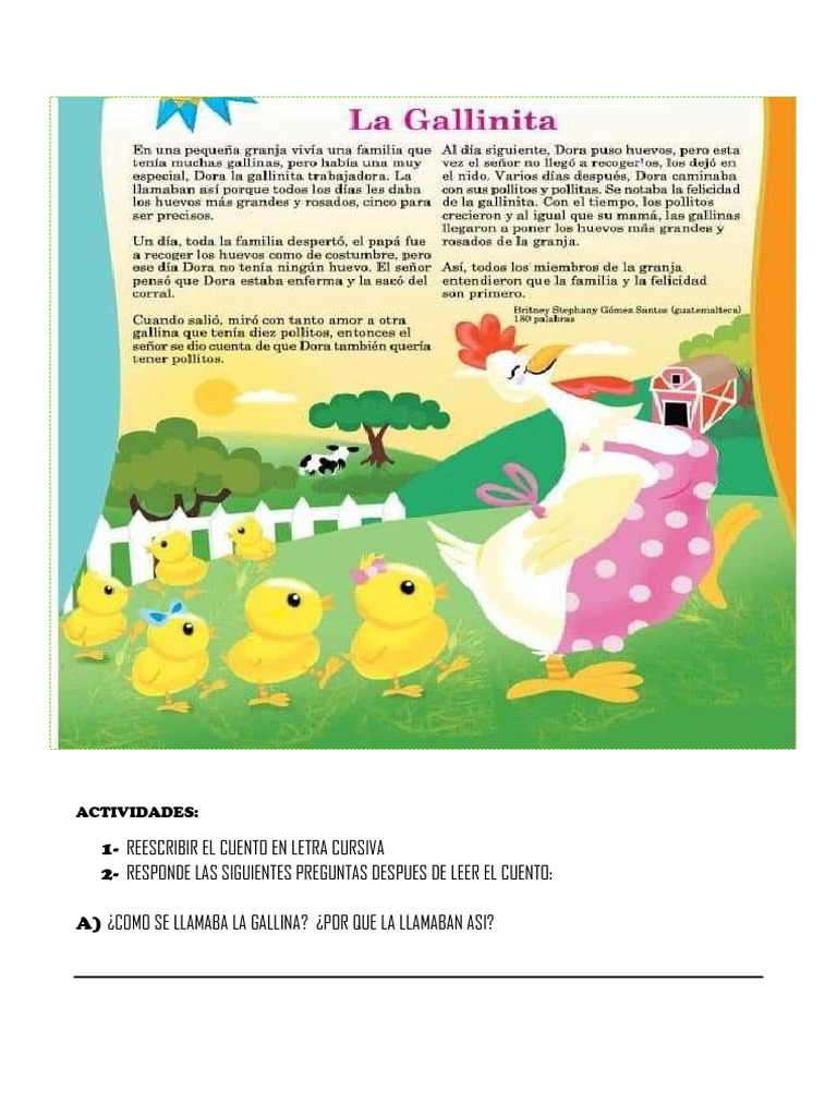 Cuento La Gallina | PDF
