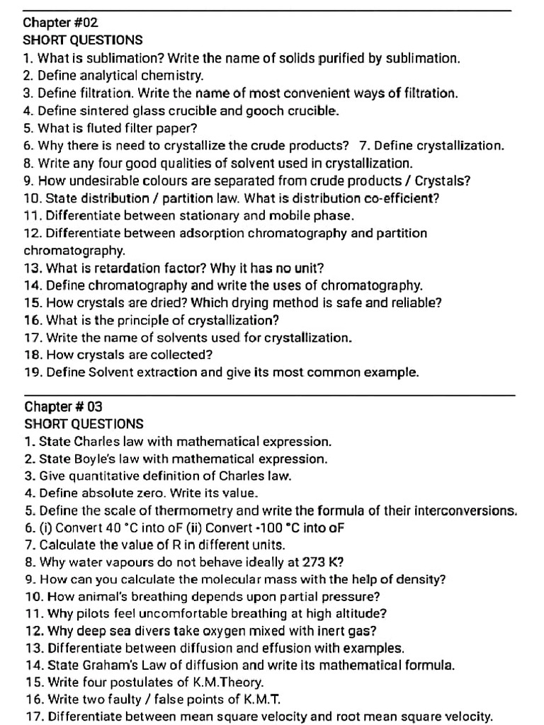Important Short Questions | PDF