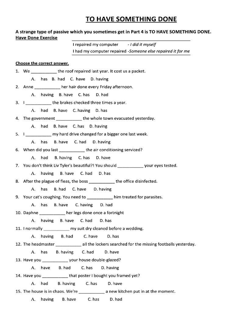 Causative Ej Multiple Choice | PDF