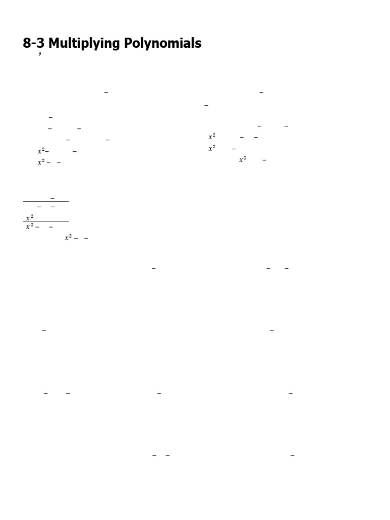 8-3 Multiplying Polynomials (Together) | PDF