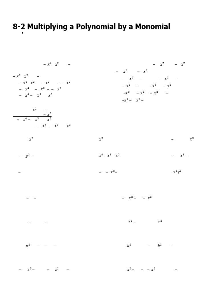 8-2 Multiplying A Polynomial by A Monomial (Together) | PDF | Equations | Polynomial