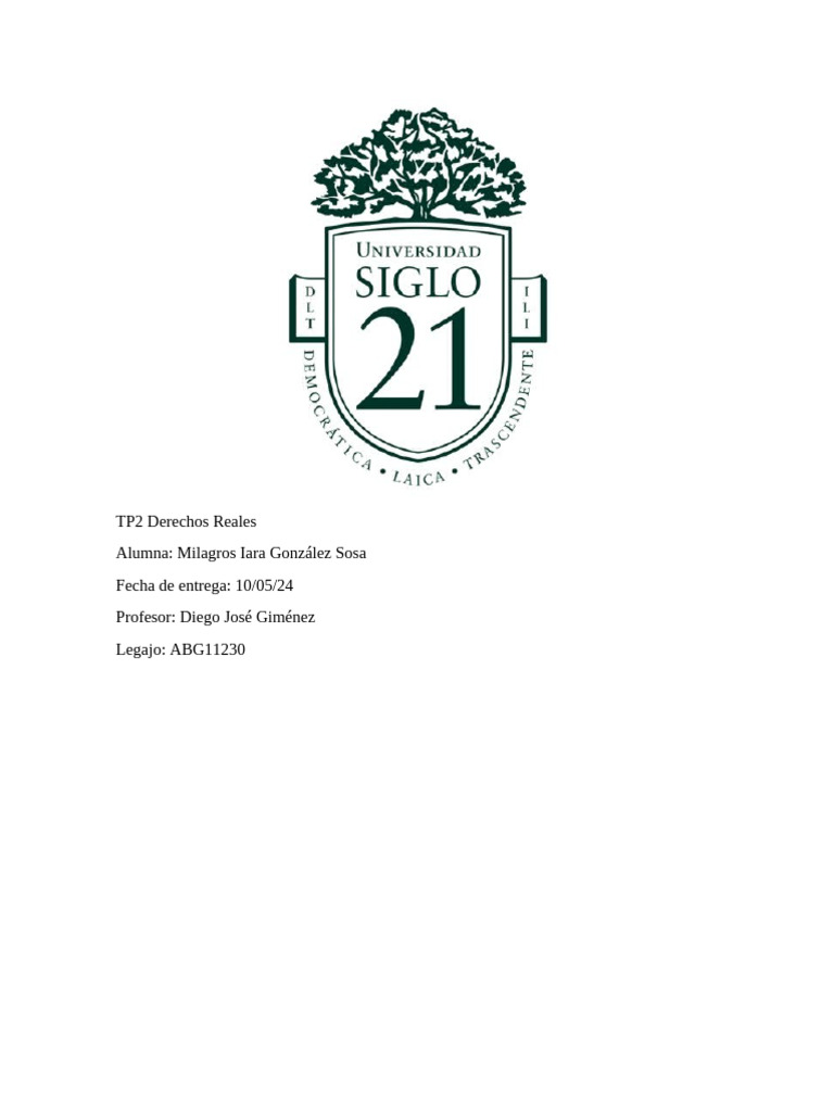TP2 Derechos Reales | PDF | Posesión adversa | Posesión (Ley)