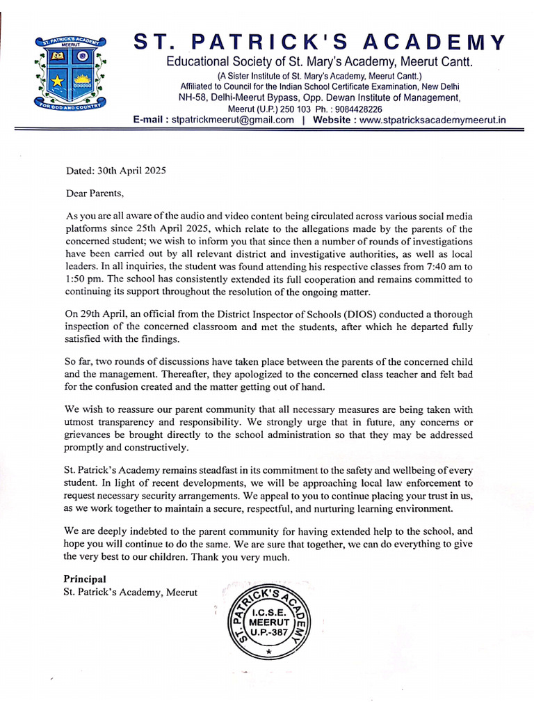 English Statement For Parents | PDF